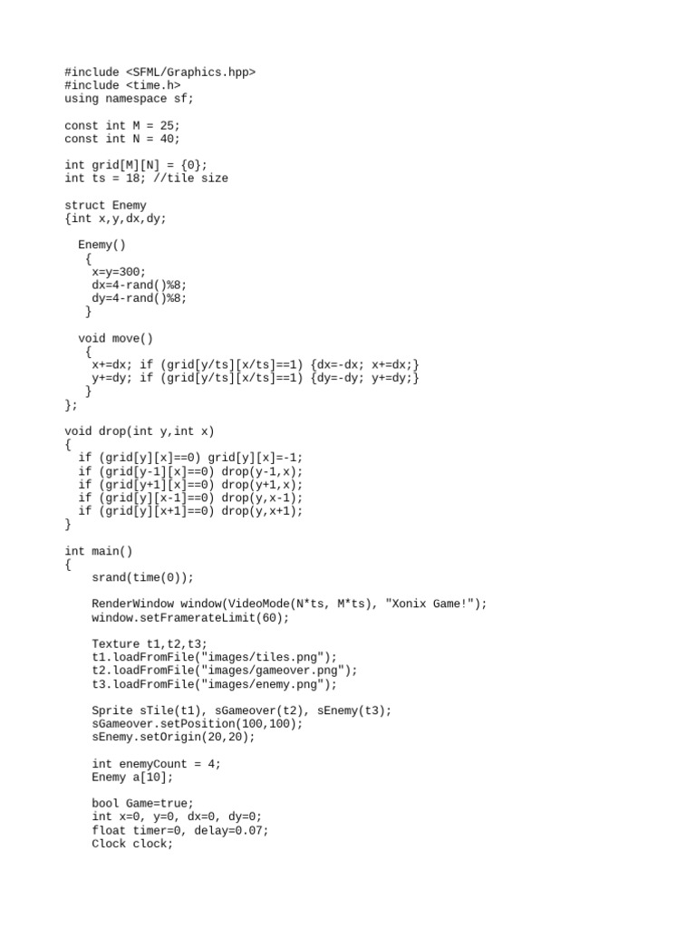 Xonix Game Simulation: Modeling Tile and Enemy Movement in a 2D Grid-Based Game | PDF | Computer ...