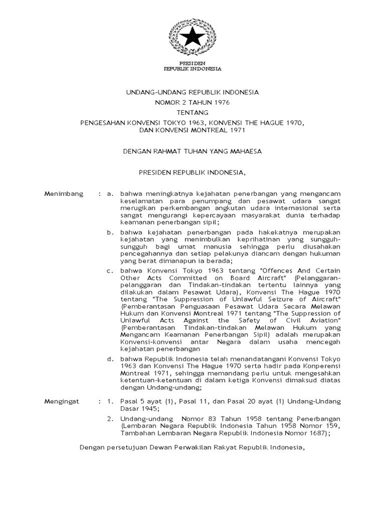 UU Nomor 2 Tahun 1976 | PDF