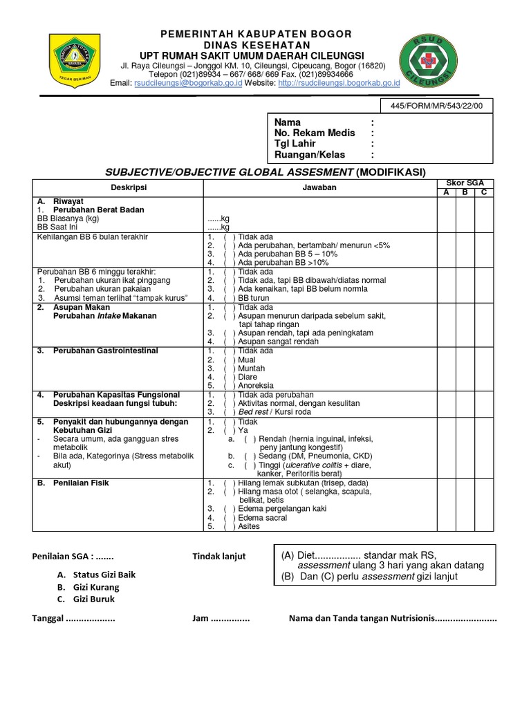 Skrining SGA untuk Penilaian Gizi | PDF