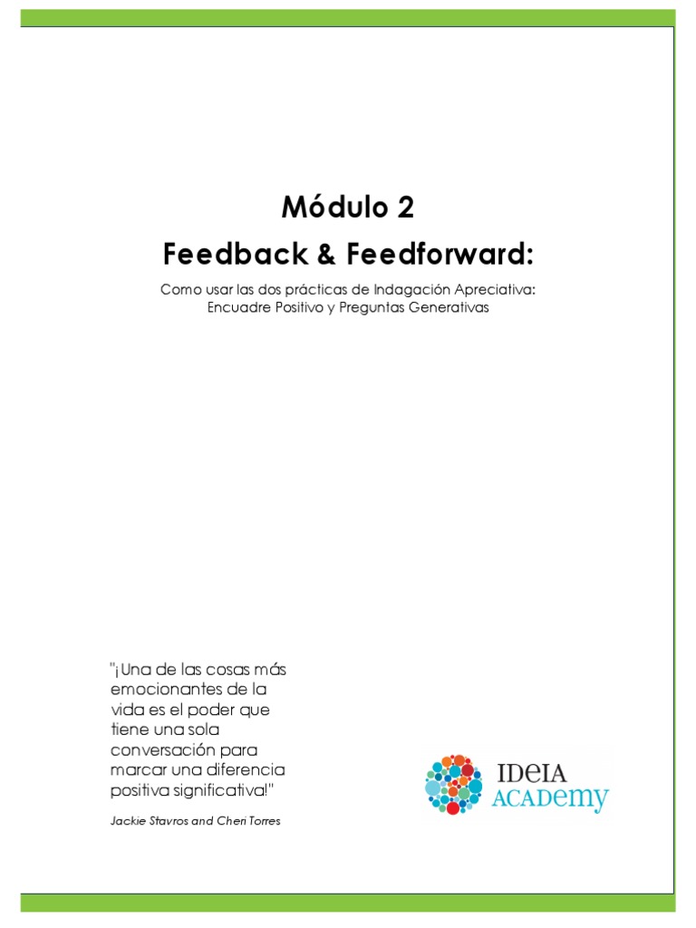 2.4 (JACKIE STAVROS) Dos-Practicas Apreciativas Aplicadas Al Feedback-Y-Feedforward | PDF ...