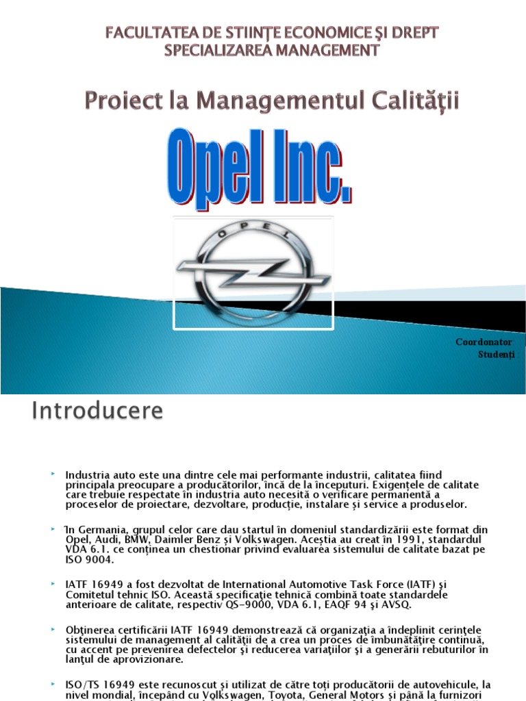 Managementul Calitatii - Opel | PDF