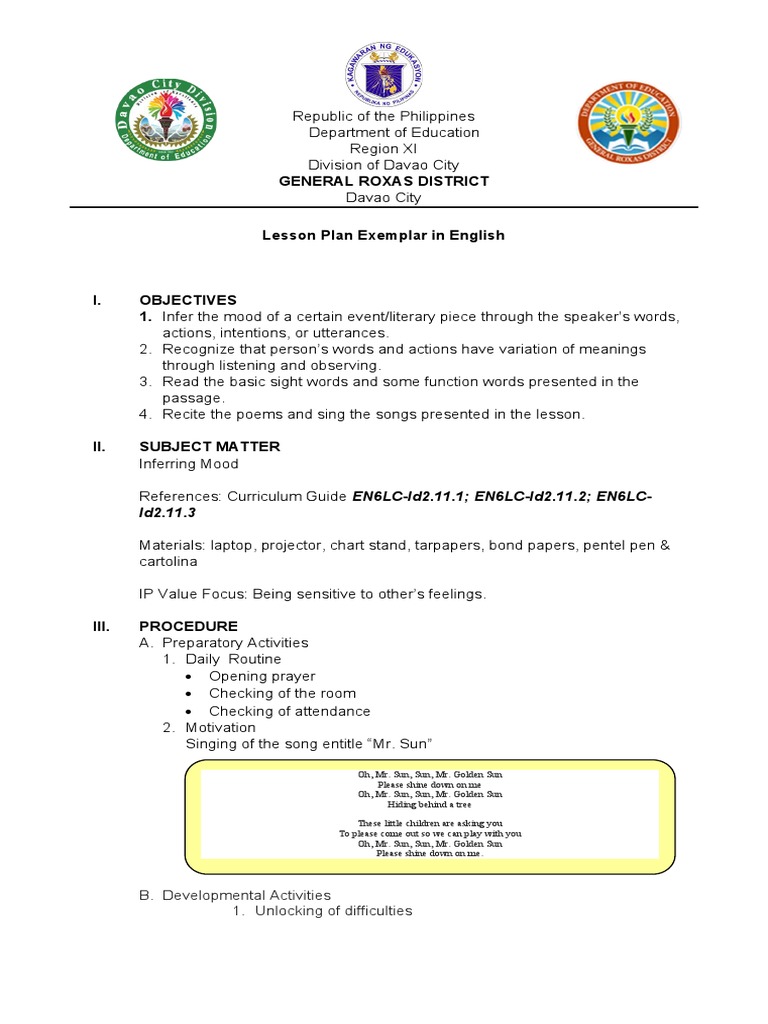 Lesson Plan Examplar For Reading Month Demo | PDF | Learning | Reading Comprehension