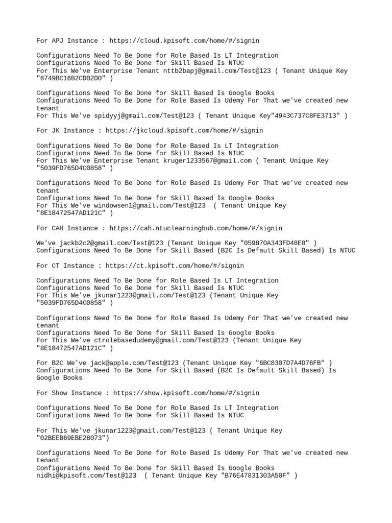 Prod Role Based LT & Other Configs | PDF