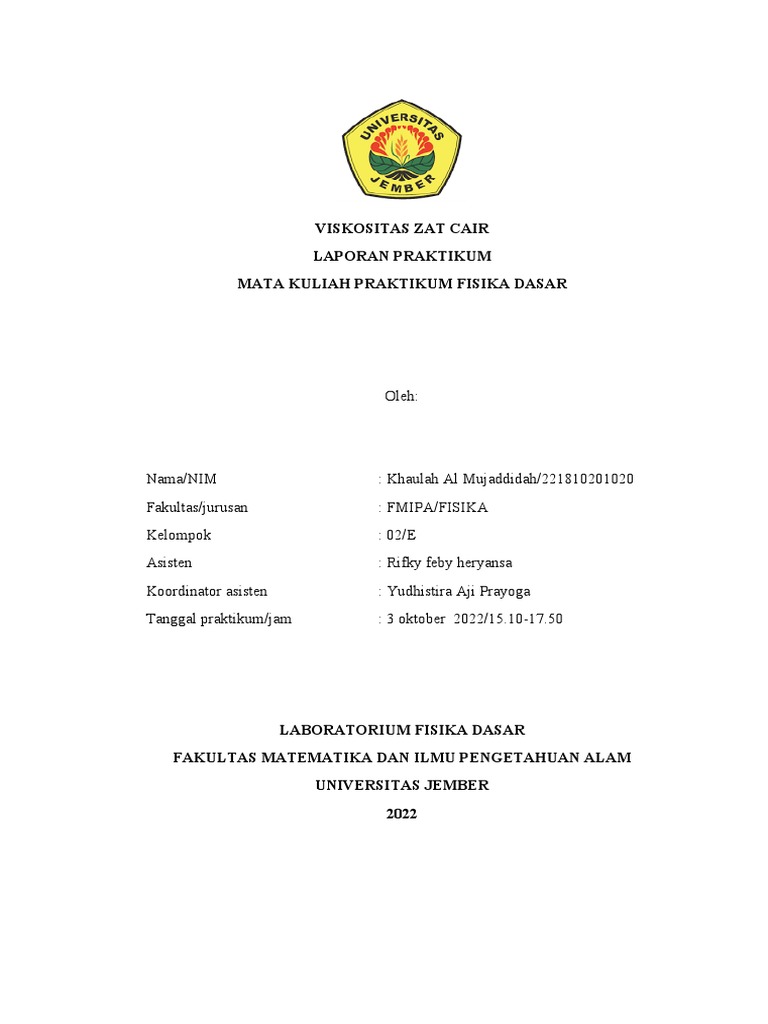 Laprak Viskositas Zat Cair | PDF