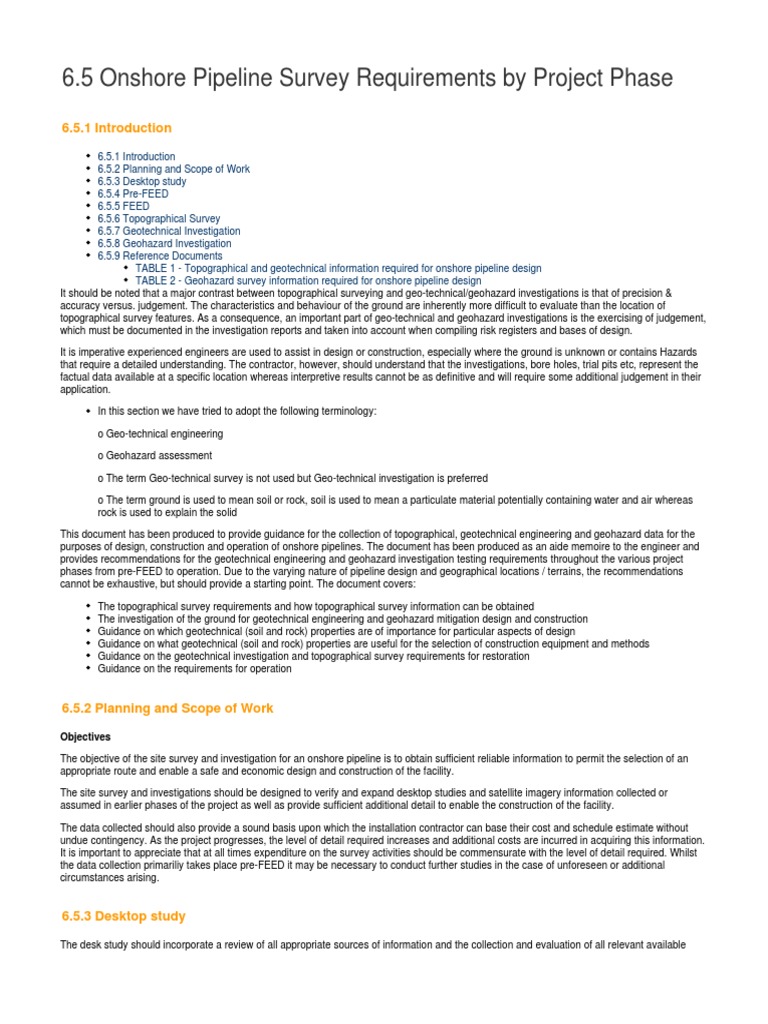 Onshore Pipeline Survey Guidelines | PDF | Geotechnical Engineering ...