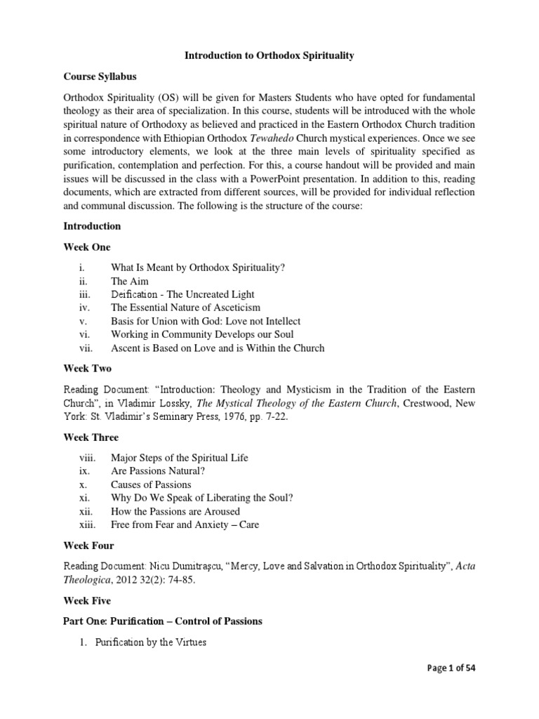 Introduction to Orthodox Spirituality | PDF | Christian Mysticism ...