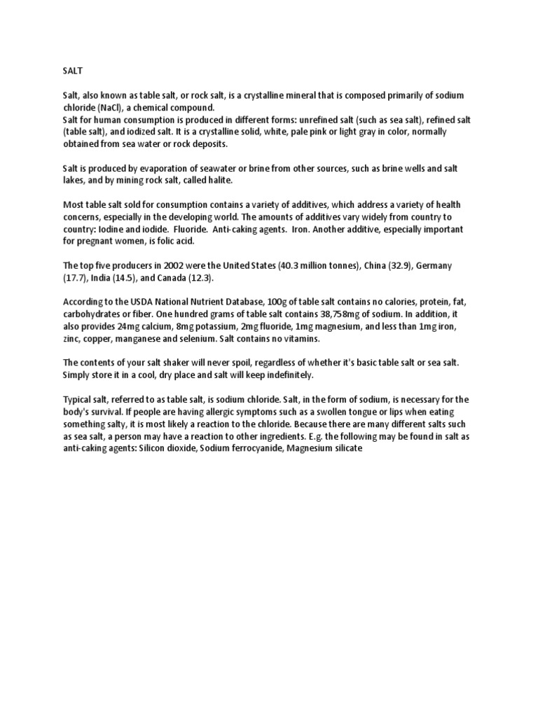 Oct12 Salt | PDF | Wellness