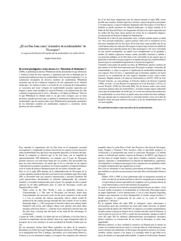 Sophie Sarah Esch - El Río San Juan Como Mausoleo de Modernidades de ...