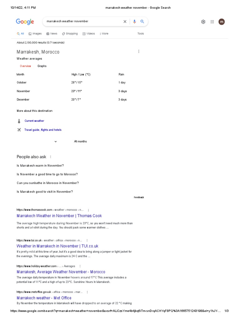 Marrakech Weather November - Google Search | PDF | Rain | Weather