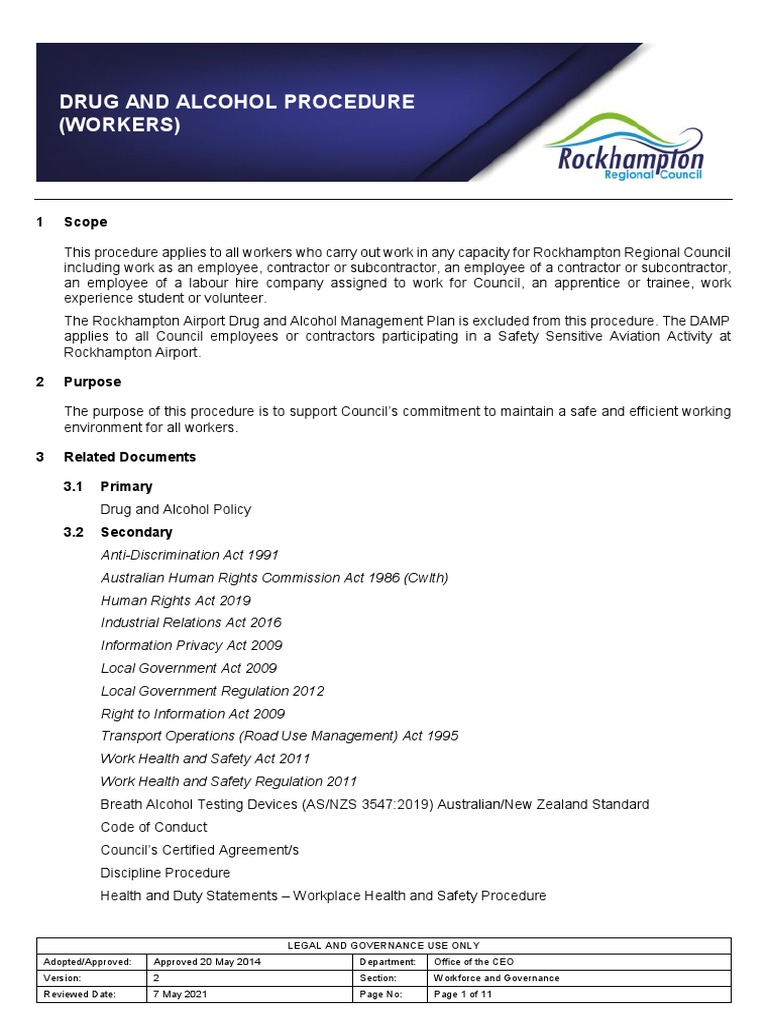 Drug & Alcohol Procedure Guide | PDF