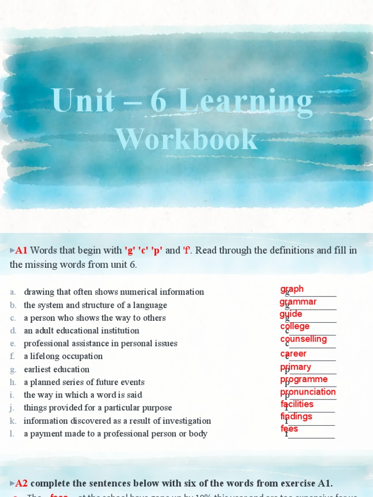 Unit - 6 Learning Workbook | PDF | Grammar | Human Communication