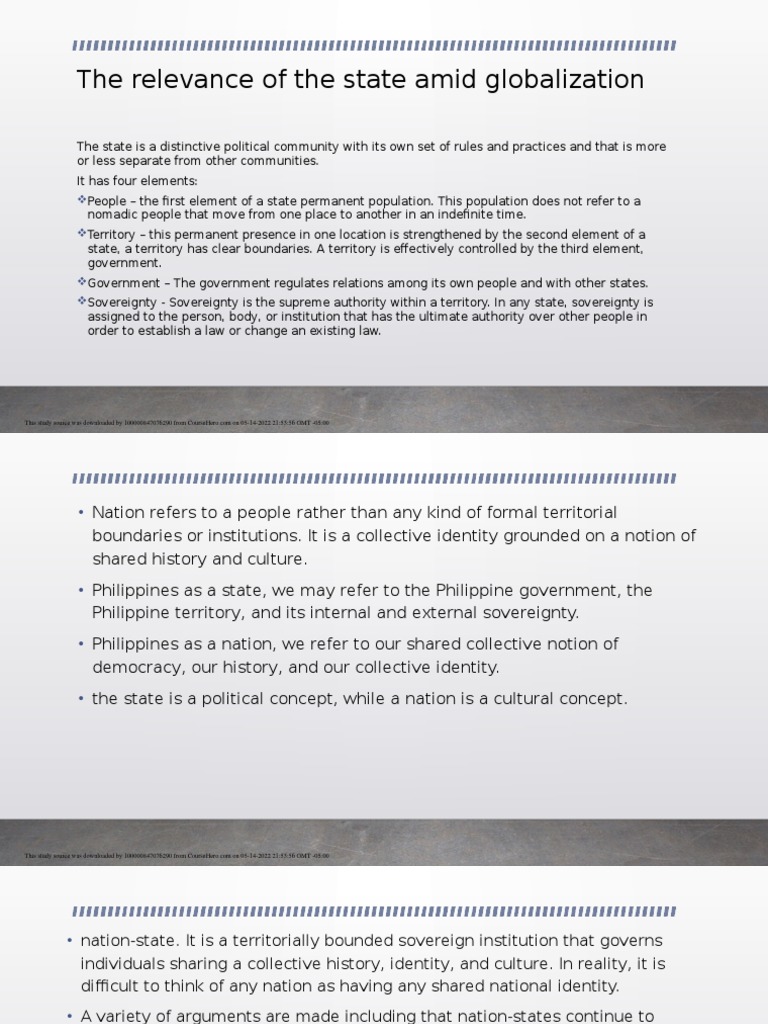The Relevance of The State Amid Globalization | PDF | State (Polity ...