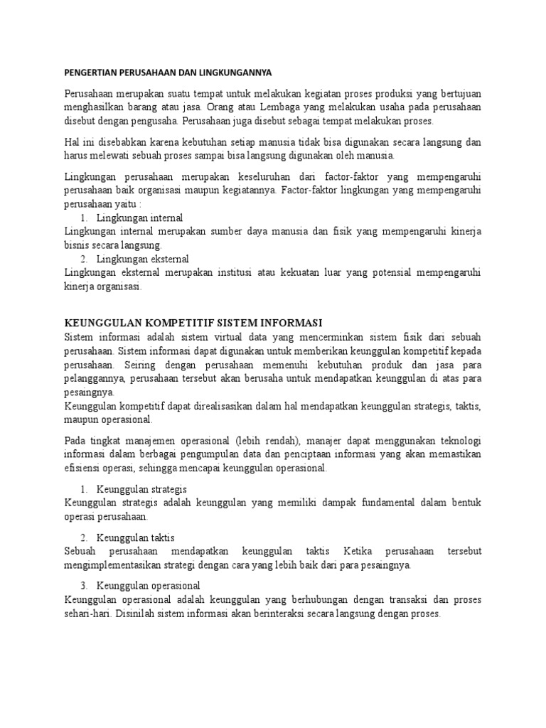 Keunggulan Kompetitif Perusahaan | PDF