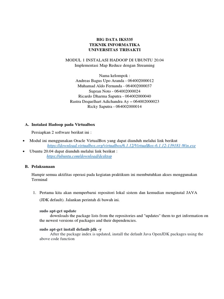 Modul 1 Implementasi MapReduce Terminal Streaming - Muhamad Aldo Fernanda - 064002000037 | PDF