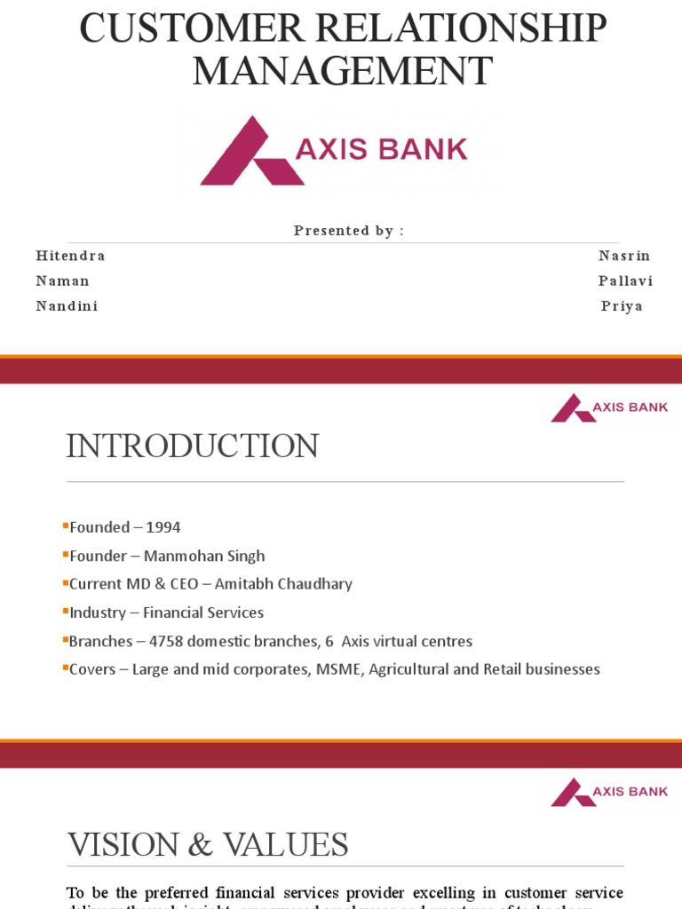 CRM (Axis Bank) MM Final | PDF | Banks | Financial Inclusion