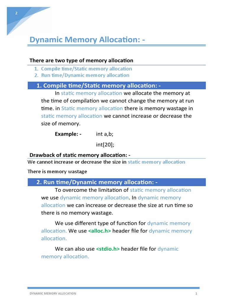 Dynamic Memory Allocation Pps | Download Free PDF | Pointer (Computer ... Dynamic Memory Allocation Pps | Download Free PDF | Pointer (Computer ...