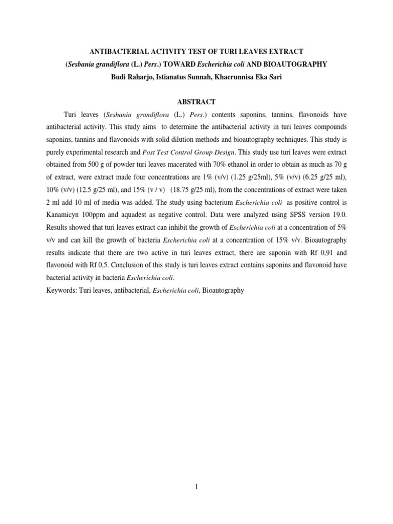 Kandungan Kimia Dari Daun Turi | PDF | Bacteria | Biology