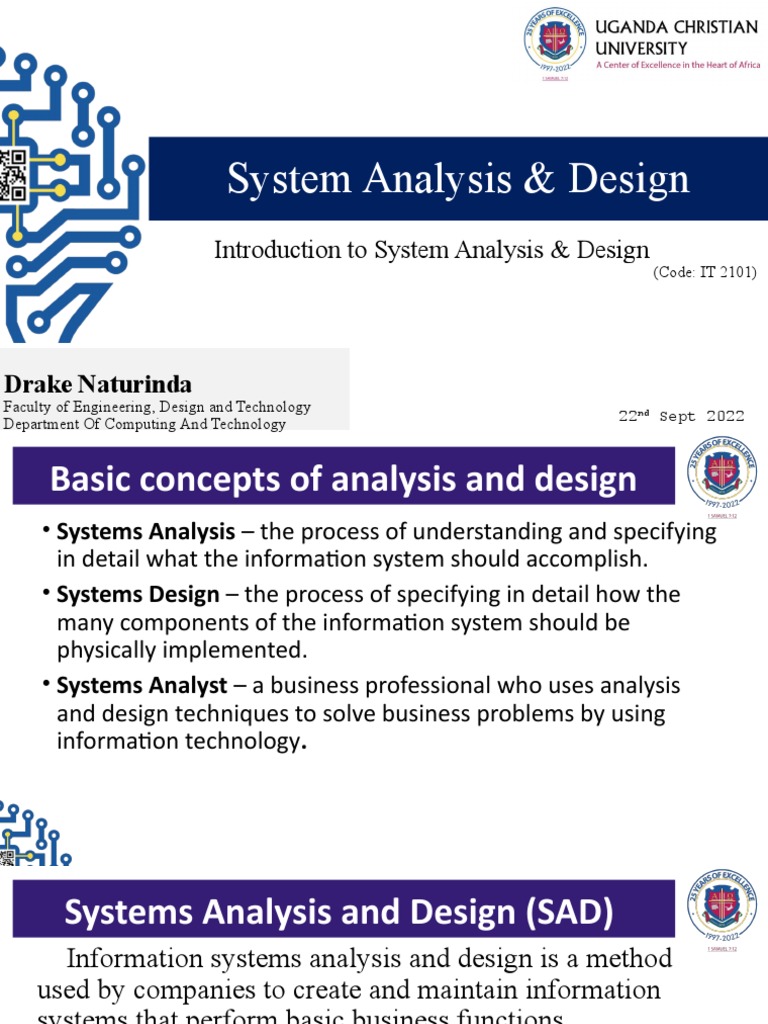 Lecture Two - Introduction To SAD | PDF | System | Design