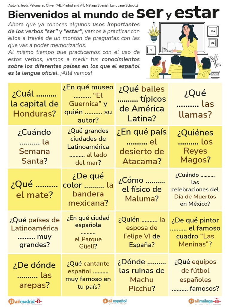 Práctica de "ser" y "estar" en español | PDF | Arte | Libros para ...