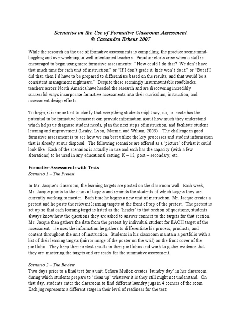 Formative Assessment Scenarios-Erkens | PDF | Educational Assessment | Learning