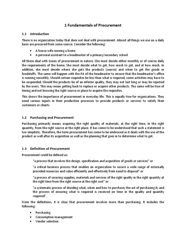 Topic 1 - Fundamentals of Procurement | PDF | Procurement | Supply Chain