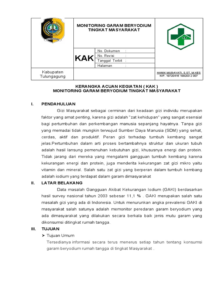 Kak - Monitoring Garam Beryodium | PDF