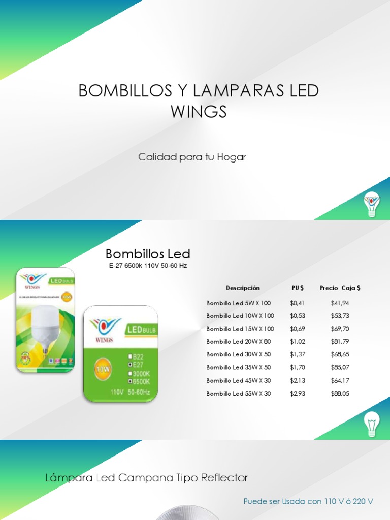 Catalogo Productos Wings | PDF | Bombilla incandescente | Cambio tecnológico