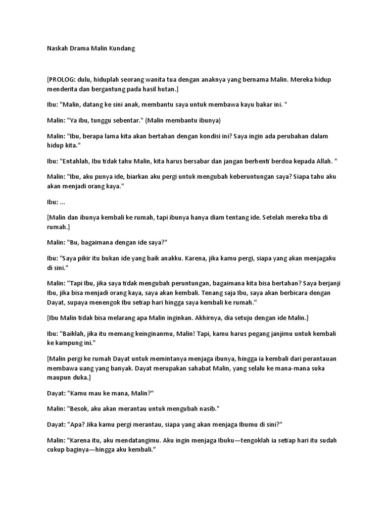 Naskah Drama Malin Kundang | PDF