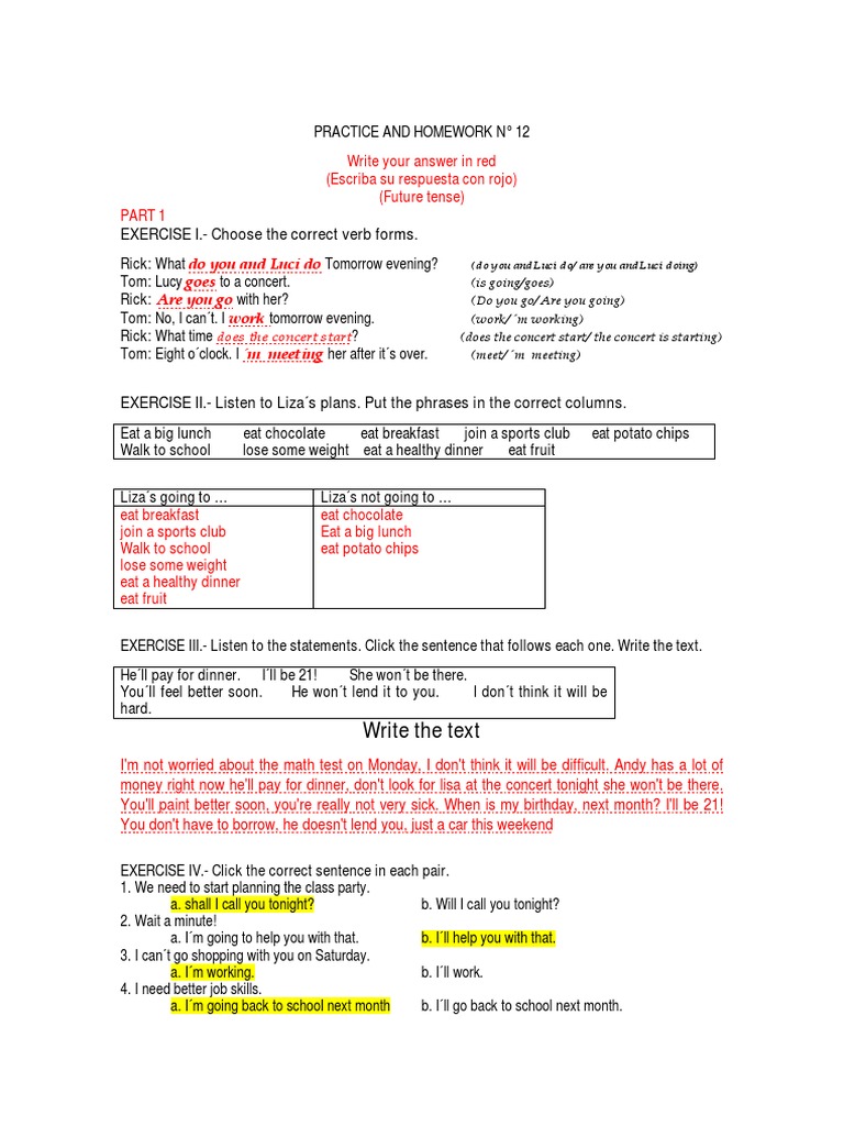 Practice and Homework N 12 (T | PDF