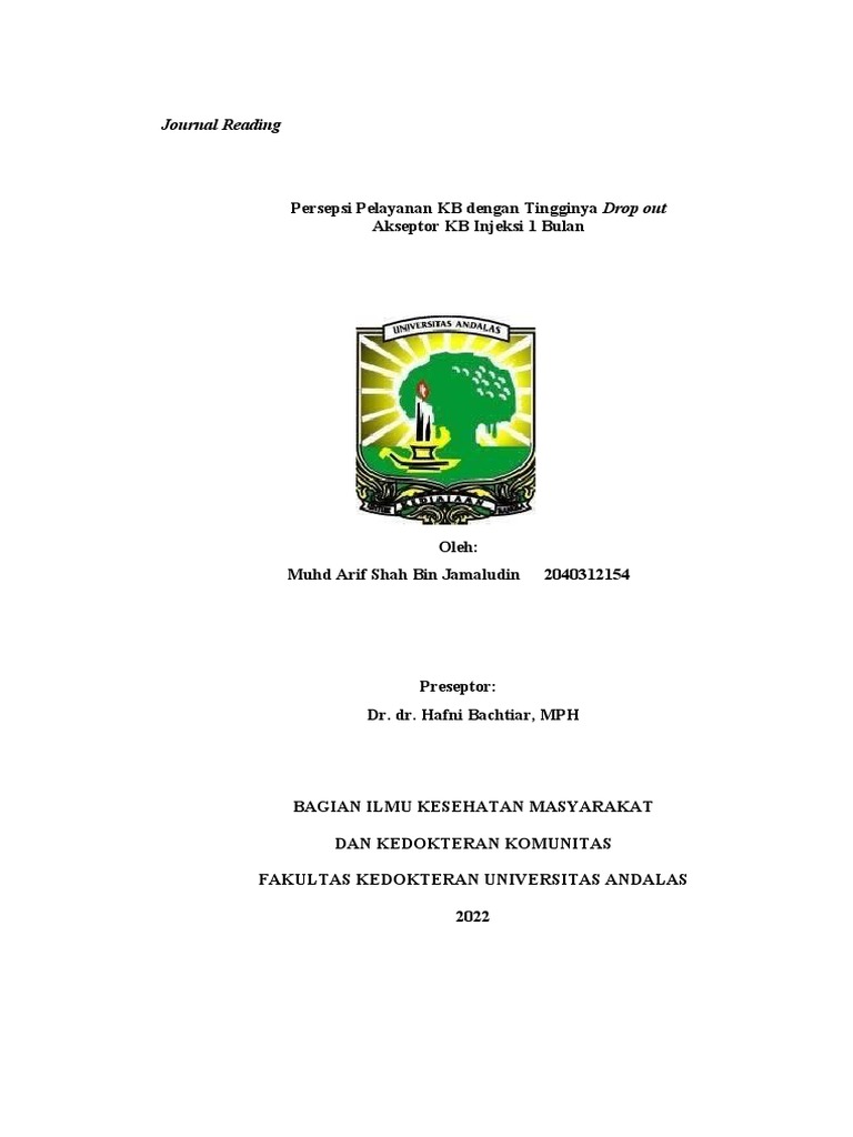 Persepsi Negatif dan Drop Out KB Injeksi | PDF | Pengembangan Diri