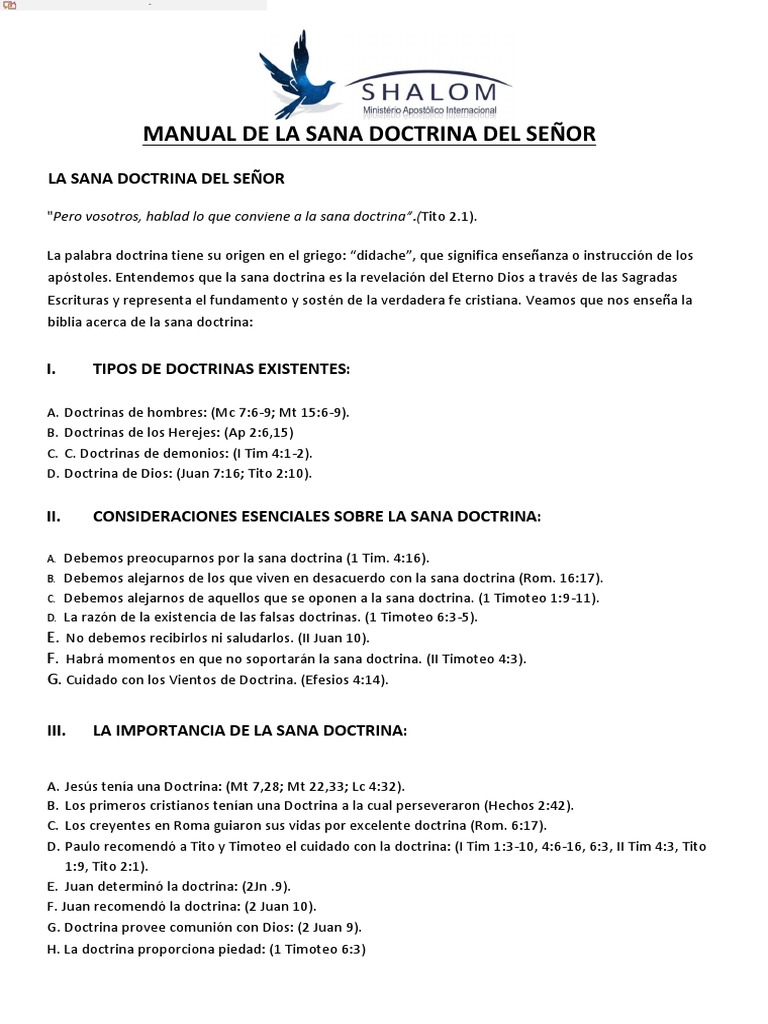 Manual de La Sana Doctrina - Shalom | PDF