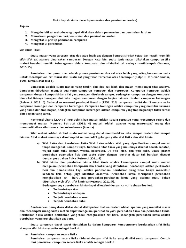 Skript Laprak Kimia Dasar I (Laprak 2) | PDF