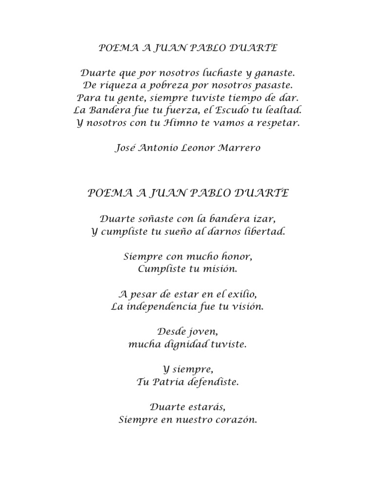 Poema A Juan Pablo Duarte | PDF