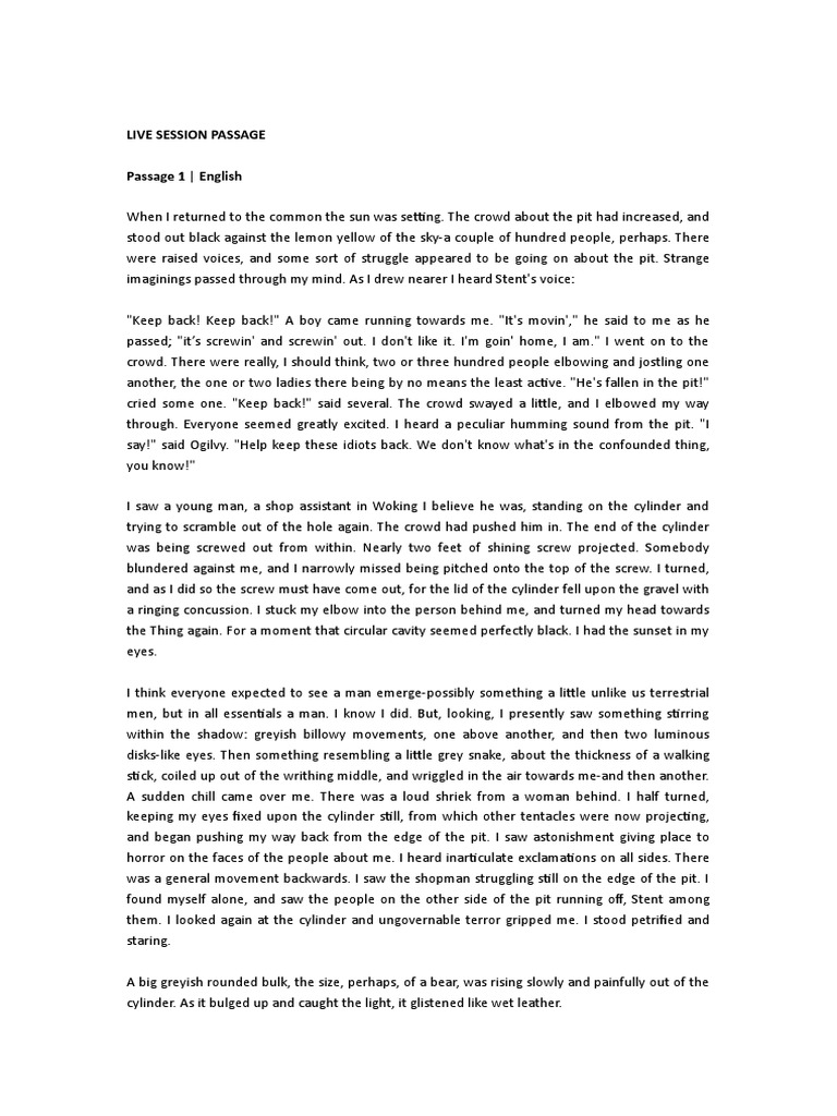 LIVE SESSION 3 PASSAGE Solving | PDF