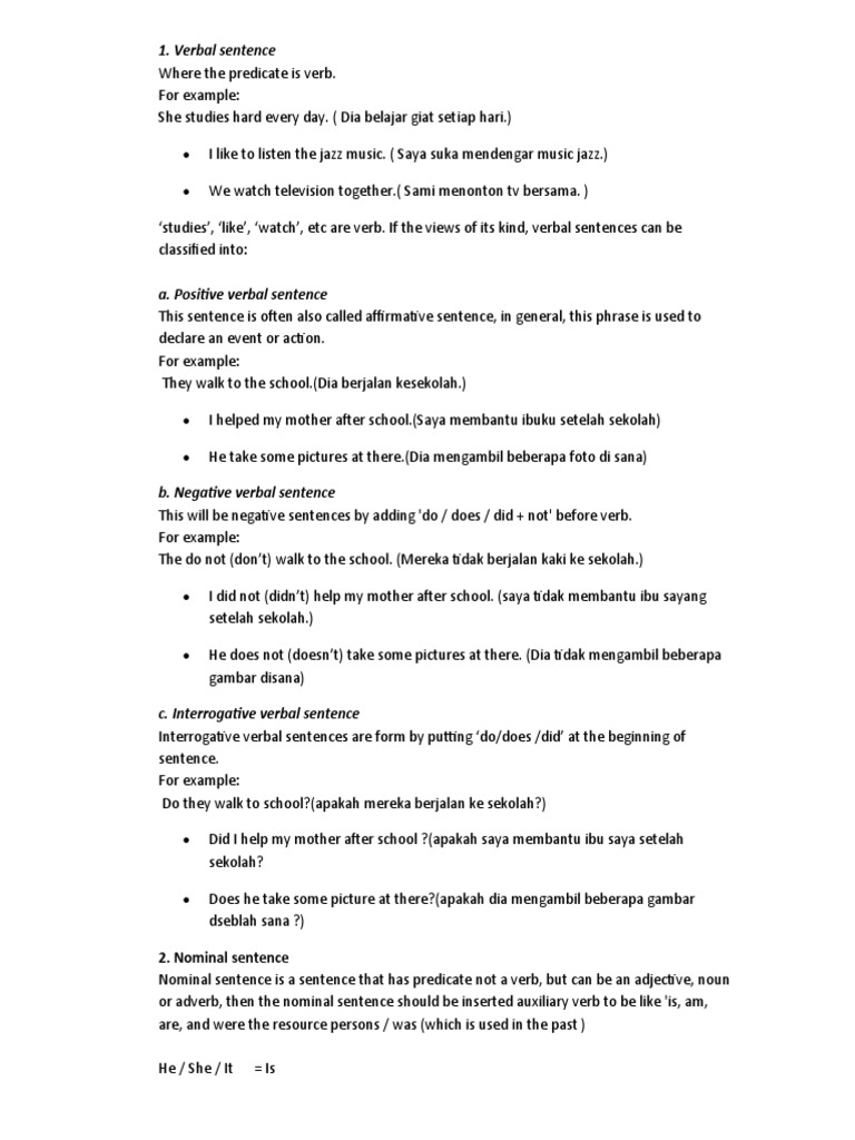 Nominal and Verbal Sentence | PDF | Verb | Sentence (Linguistics)