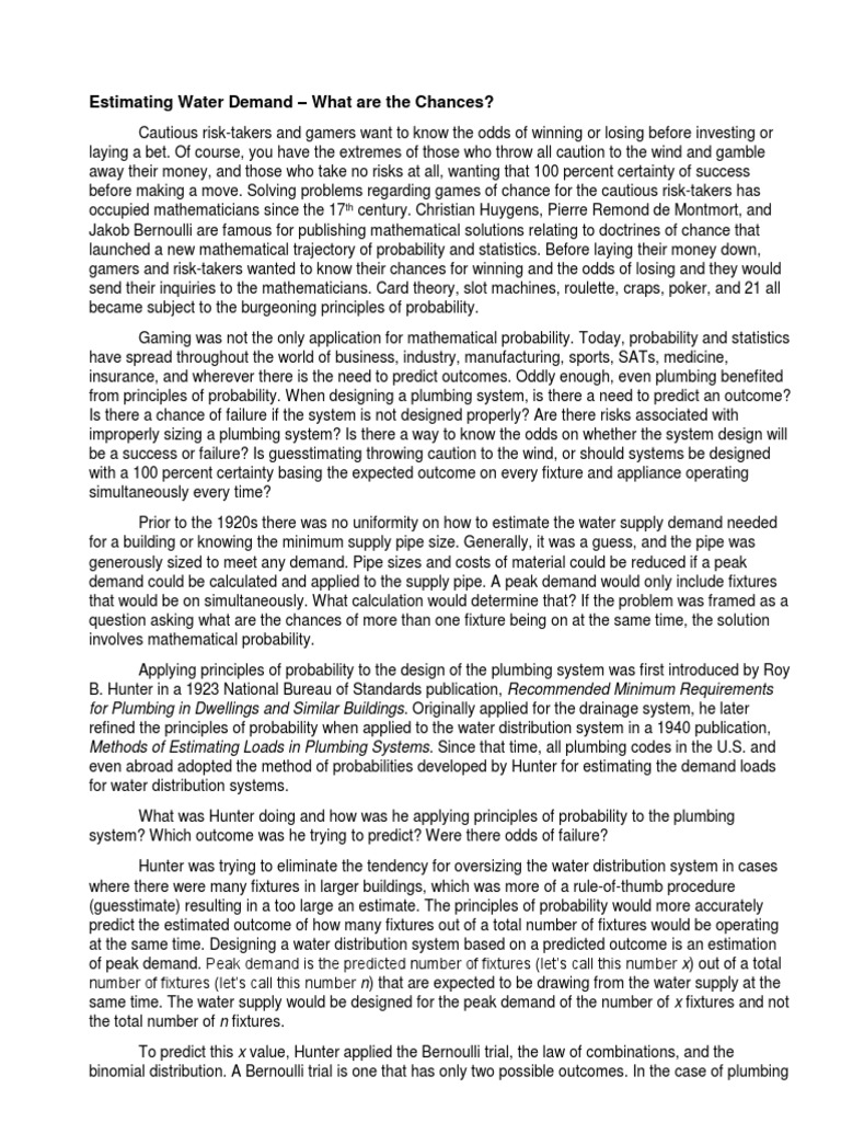 Estimating Water Demand | PDF | Probability | Plumbing