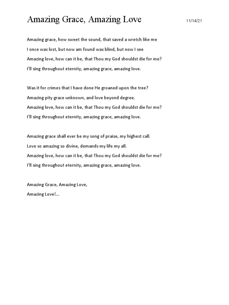 Amazing Grace, Amazing Love | PDF