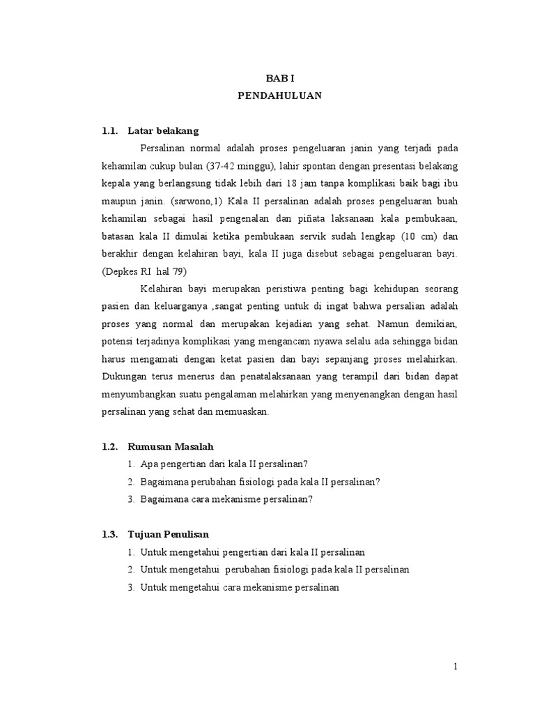 Pengertian dan Mekanisme Kala II Persalinan | PDF | Kesehatan Holistik