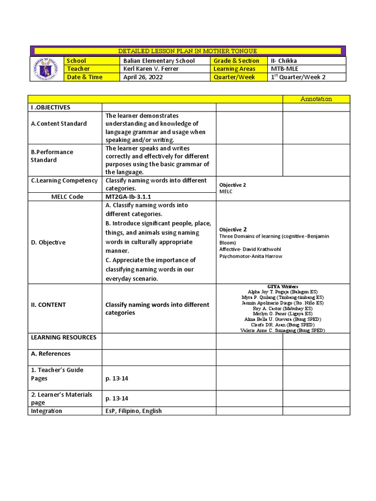 DLP MTB Co 1 | PDF | Learning | Teachers