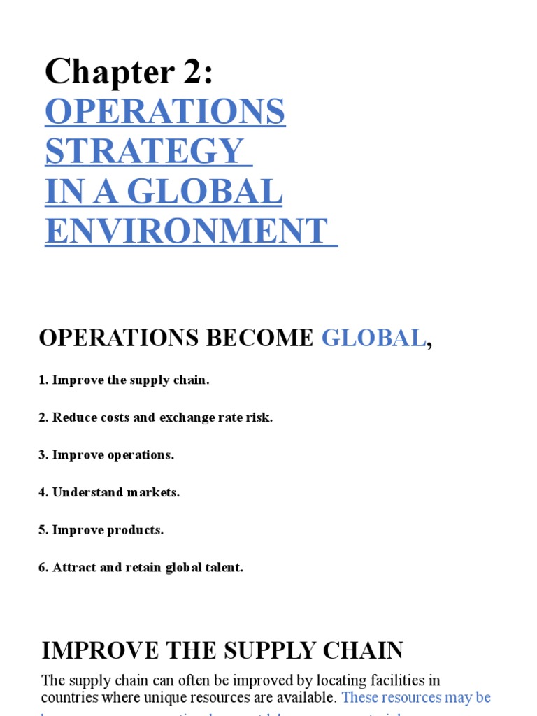 Operations Strategy in Global Environment | PDF | Competitive Advantage ...