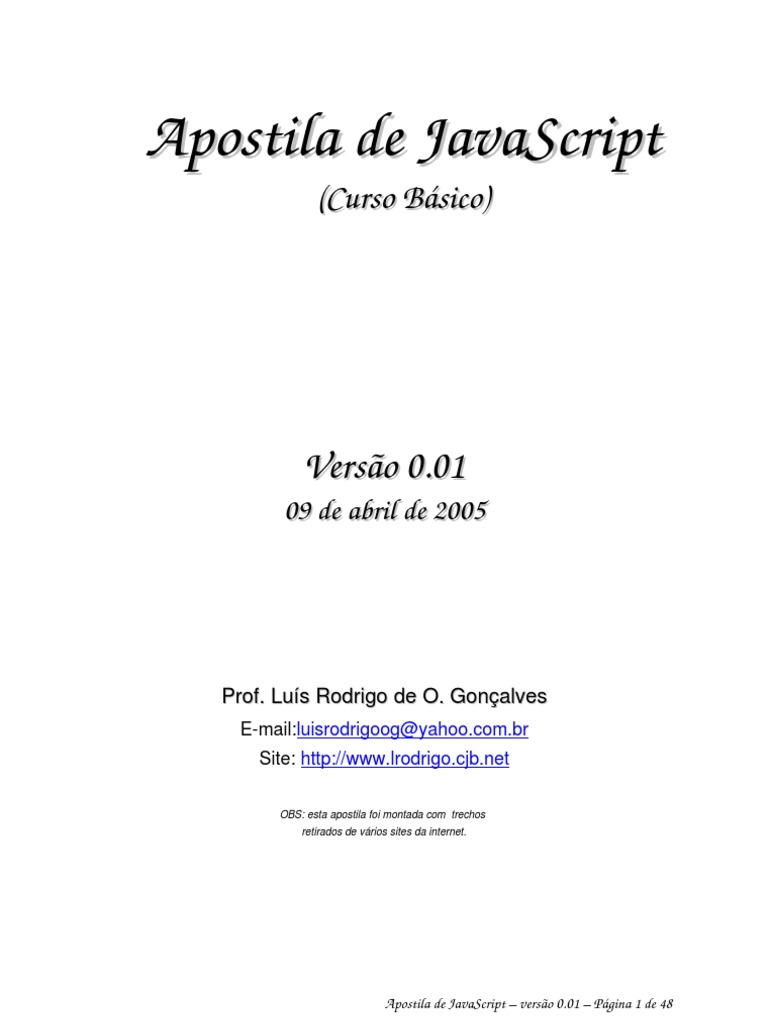 JS Apostila | PDF | Script Java | Html