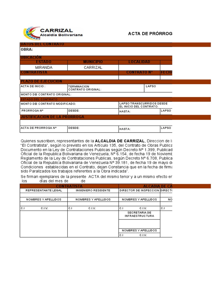 Acta de Prorroga. | PDF