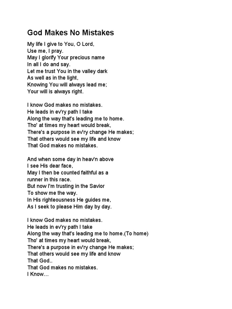 God Makes No Mistakes | PDF