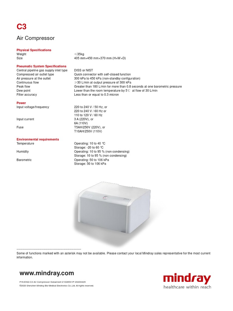 C3 Air Compressor - Datasheet - ENG | PDF