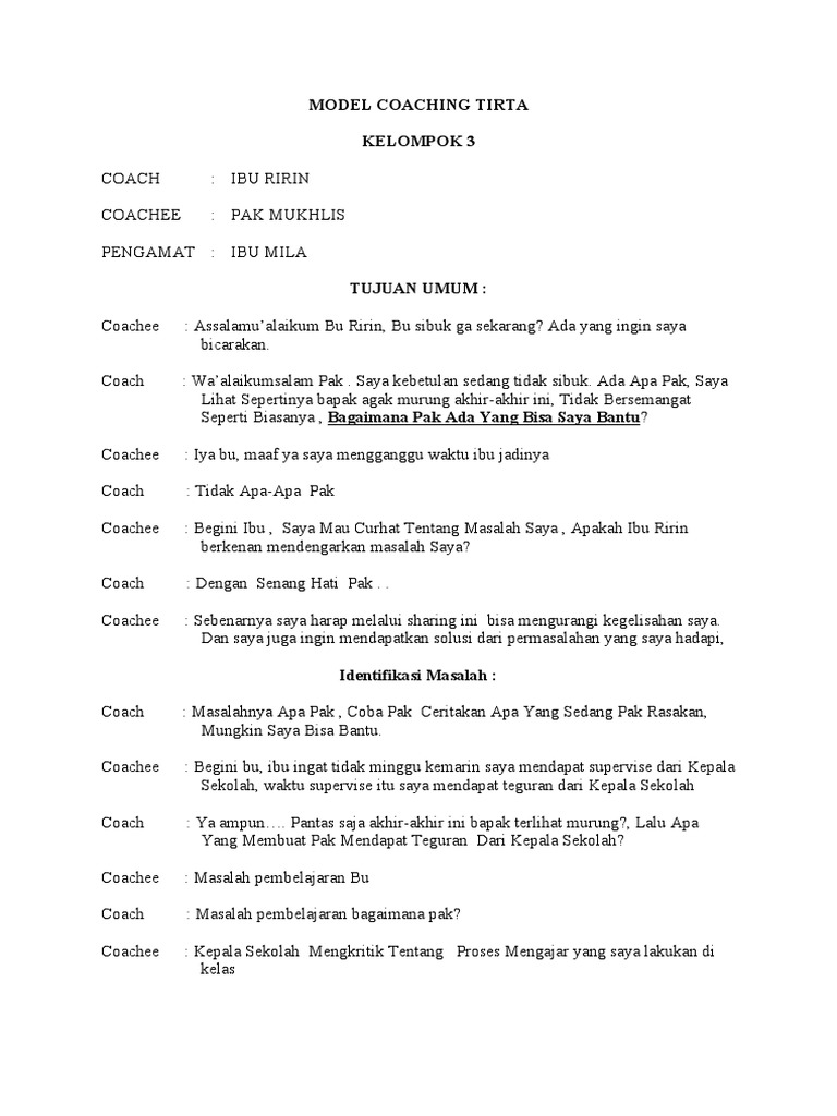 Model Coaching Tirta | PDF