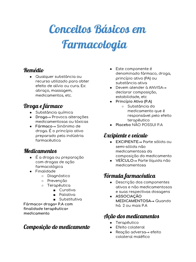 Conceitos Básicos em Farmaco | PDF