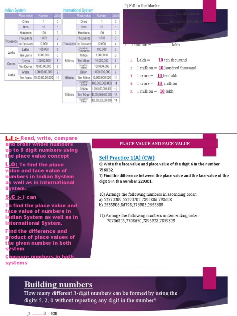 Knowing Our Numbers - PPT 2 | PDF | Vocabulary | Communication