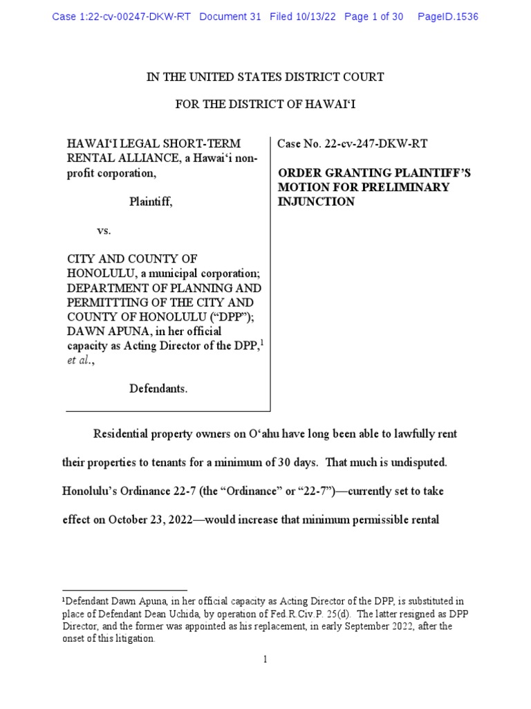 Order Granting Plaintiff'S Motion For Preliminary Injunction | PDF ...