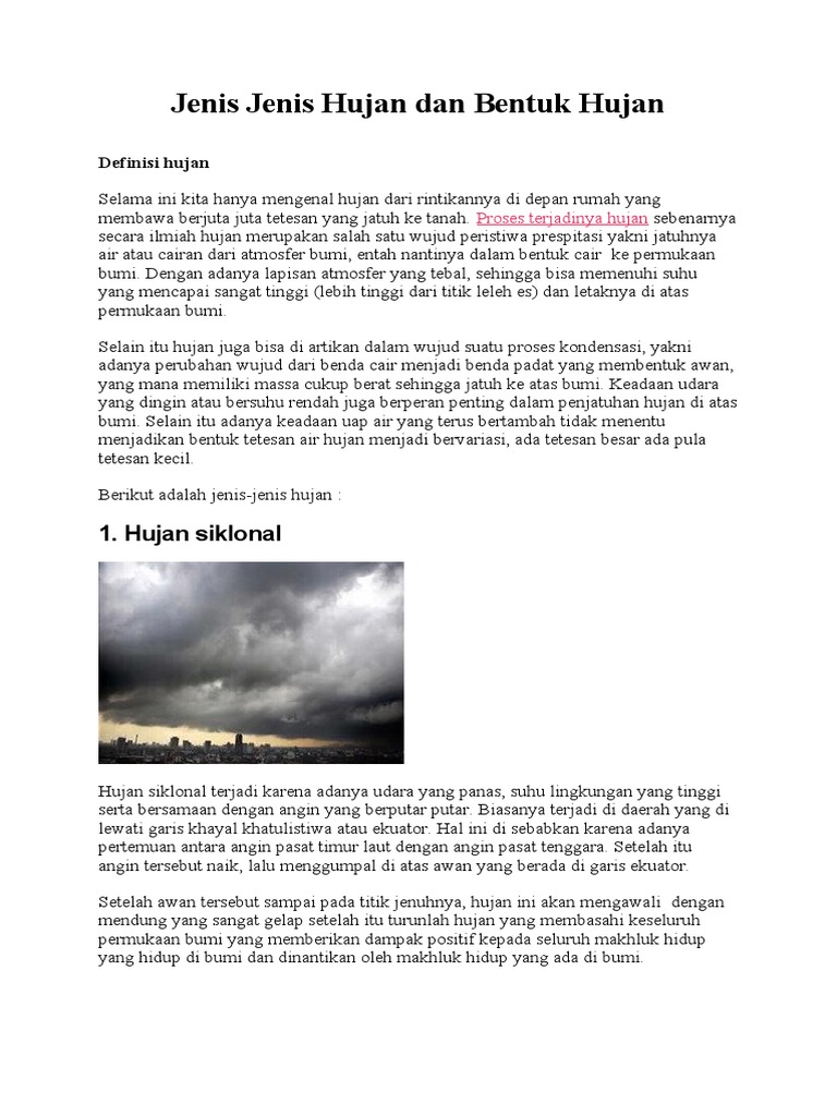 Jenis Jenis Hujan Dan Bentuk Hujan | PDF