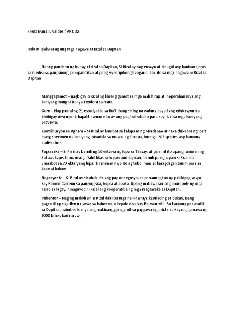 Rizal Sa Dapitan | PDF